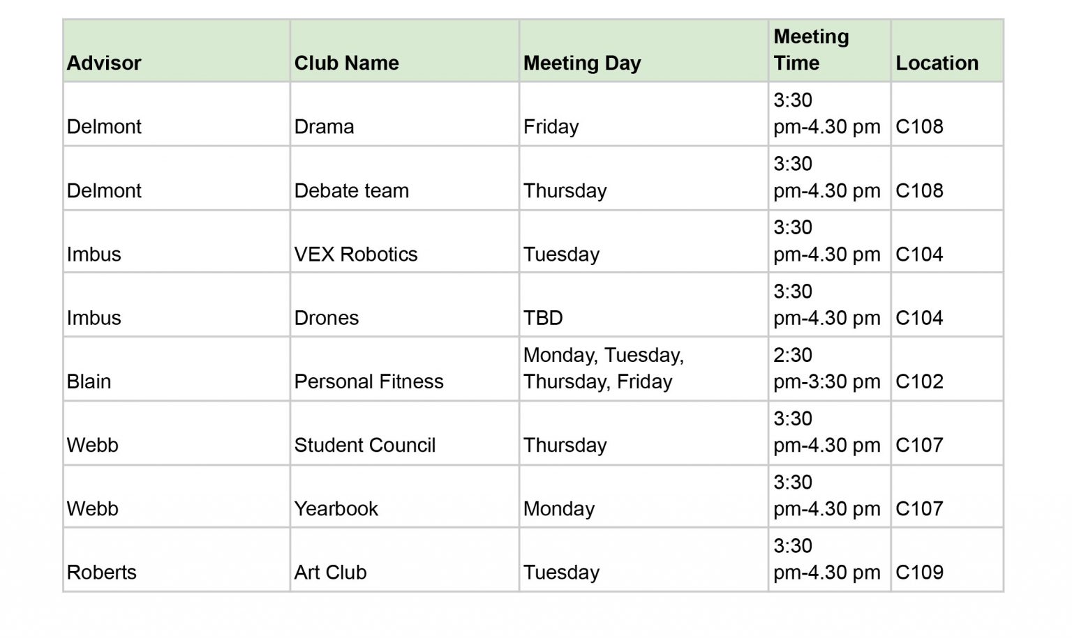 Clubs - Highland Prep West